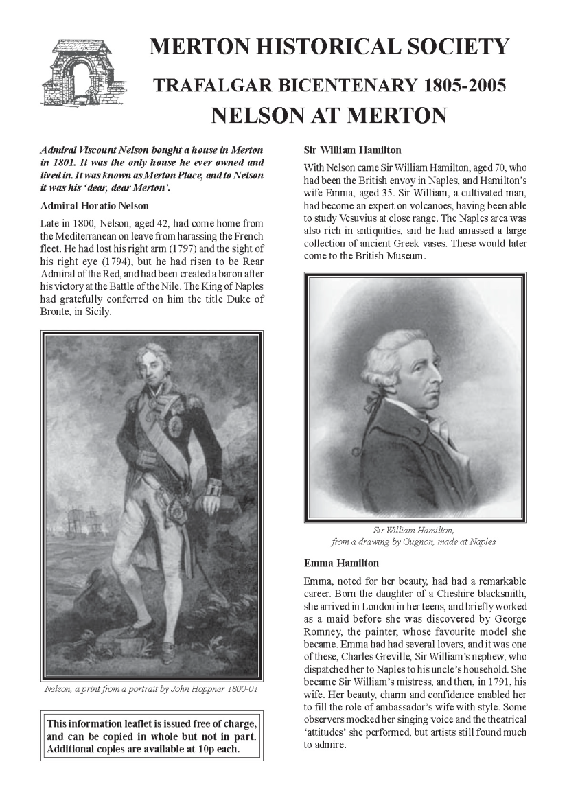 Admiral Lord Nelson – MERTON HISTORICAL SOCIETY