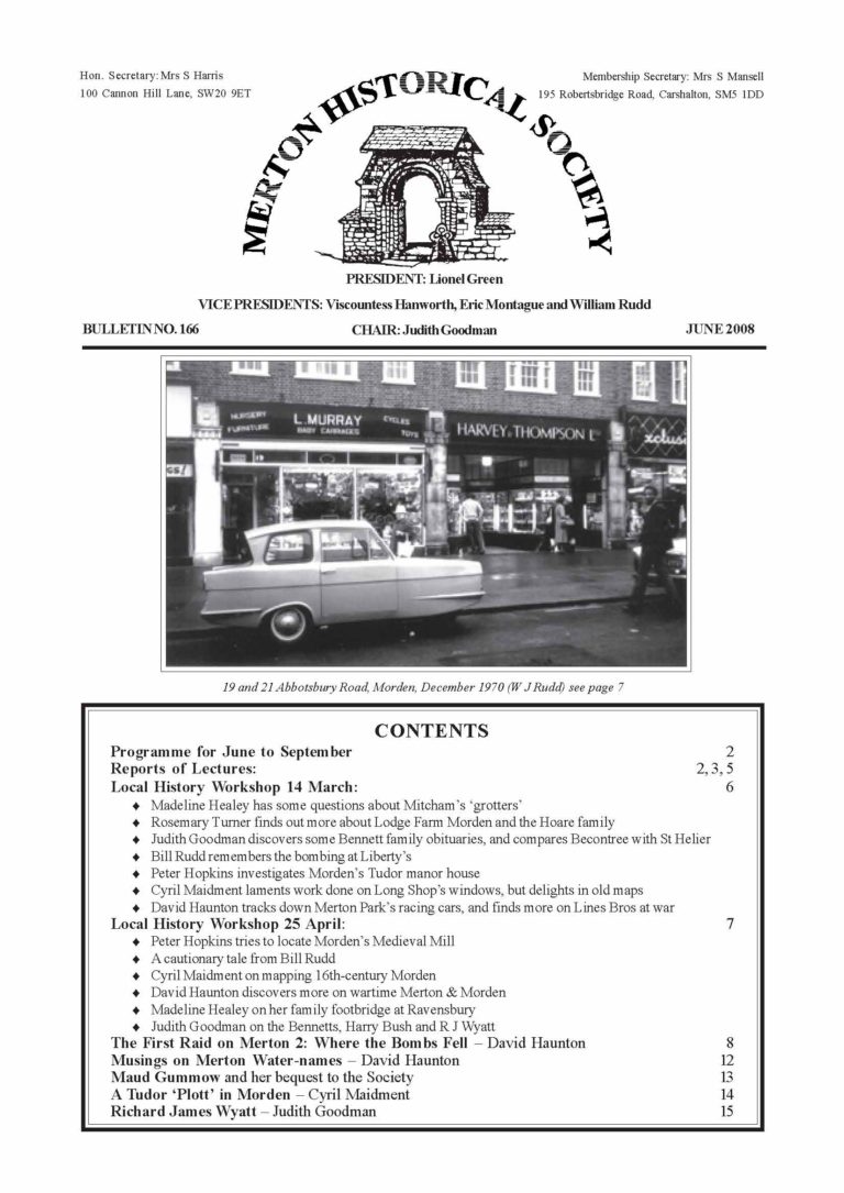 Bulletin 166 – MERTON HISTORICAL SOCIETY